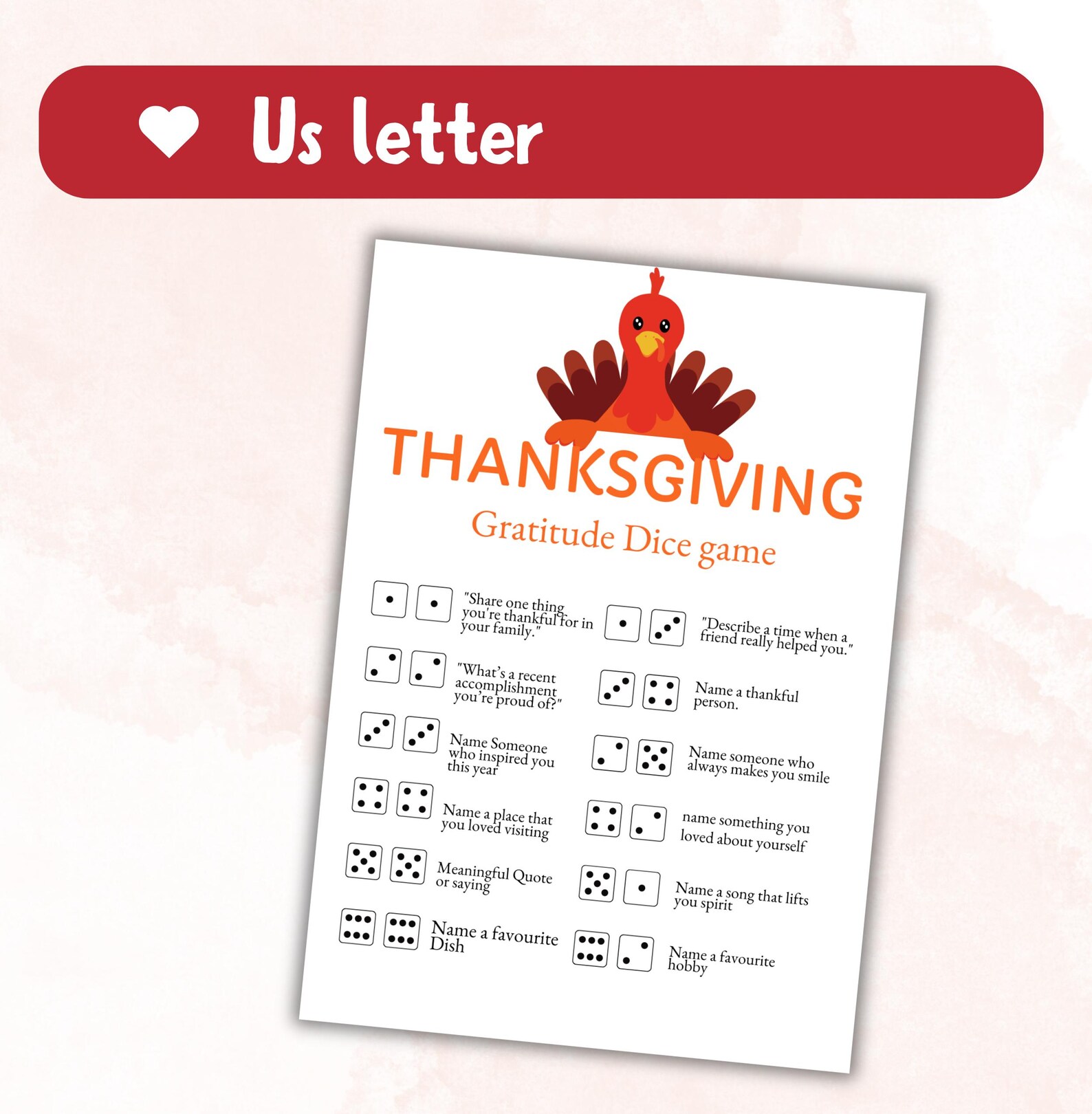 Thanksgiving Gratitude Dice Game, Printable Thanksgiving Games ...
