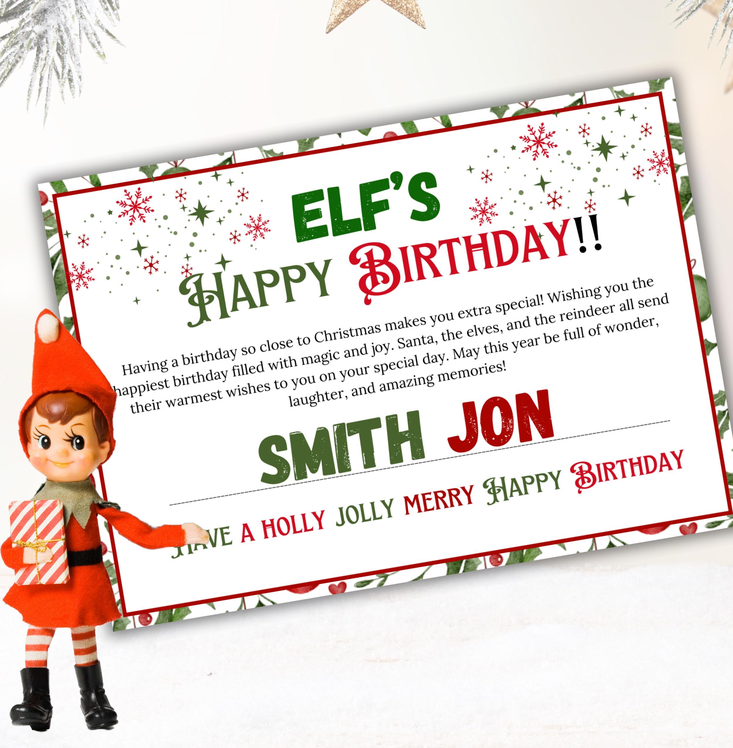 Elf Birthday Letter, Happy Birthday From Your Elf Letter, Printable ...