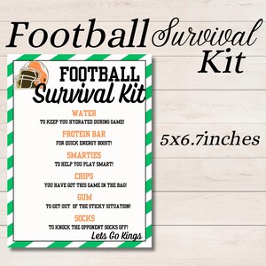 Editable Game Day Football Survival Kit Printable for Gifts, Footballer ...