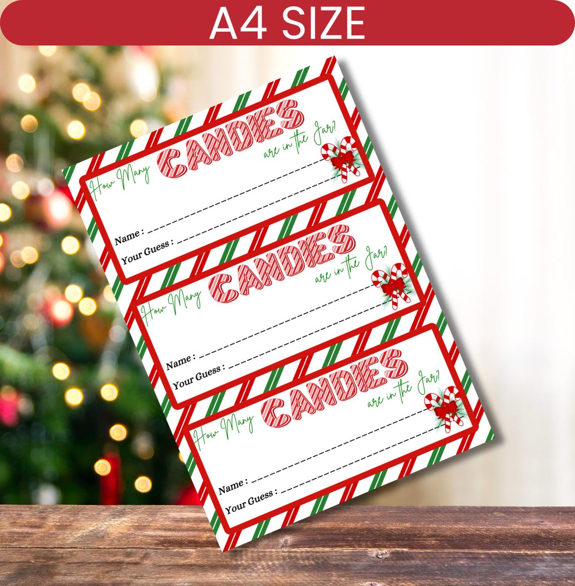 PRINTABLE Christmas Candy Cane Guessing Game, Holiday Birthday Party ...
