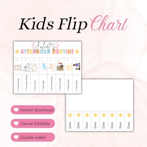 Kids Flip Routine Chart Editable Printable, Morning Flip Done, Evening ...