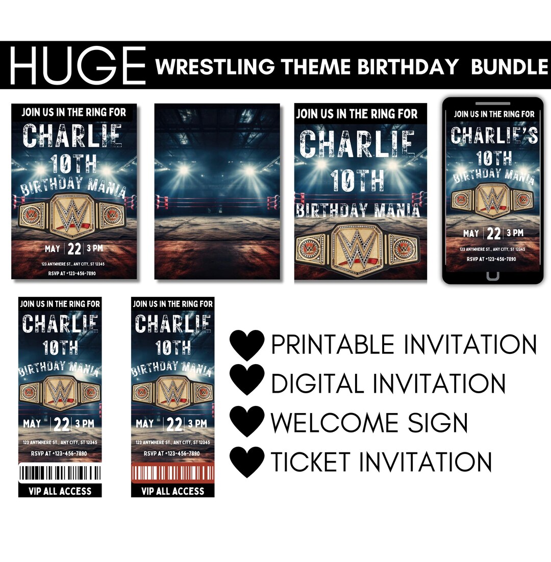 Editable/printable Wrestler Birthday Invitation wrestling Birthday ...