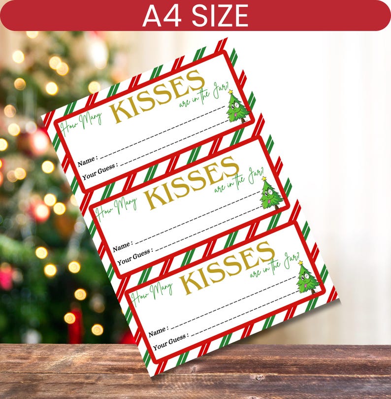 PRINTABLE Christmas Kisses Guessing Game, Holiday Birthday Party Game ...