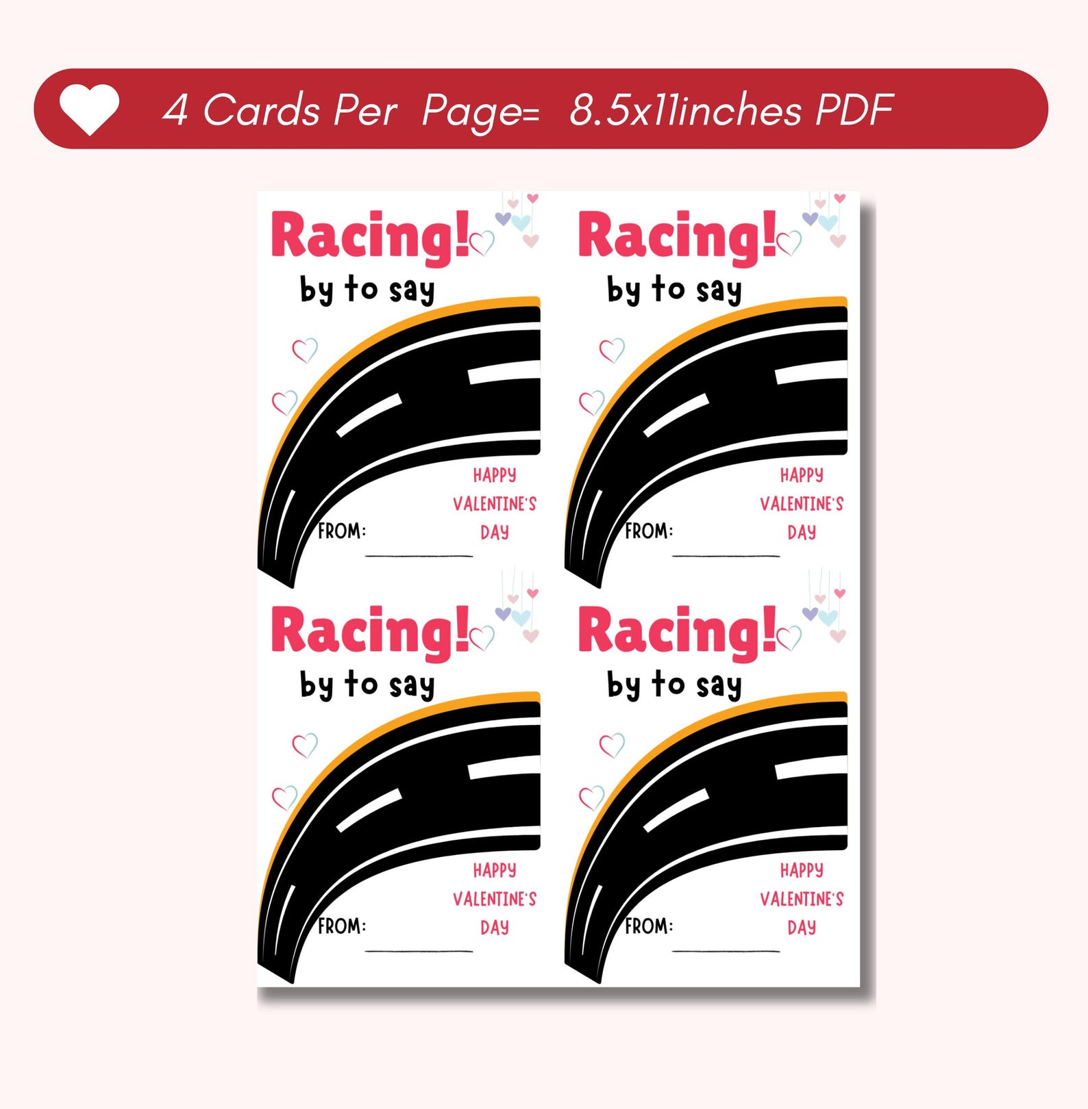 Printable Hot Wheels Race Car Valentine Cards, Matchbox Car Kid ...