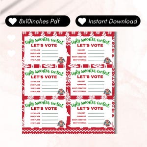 Ugly Christmas Sweater Voting Sign and Ballots, Ugly Sweater Award Kit ...