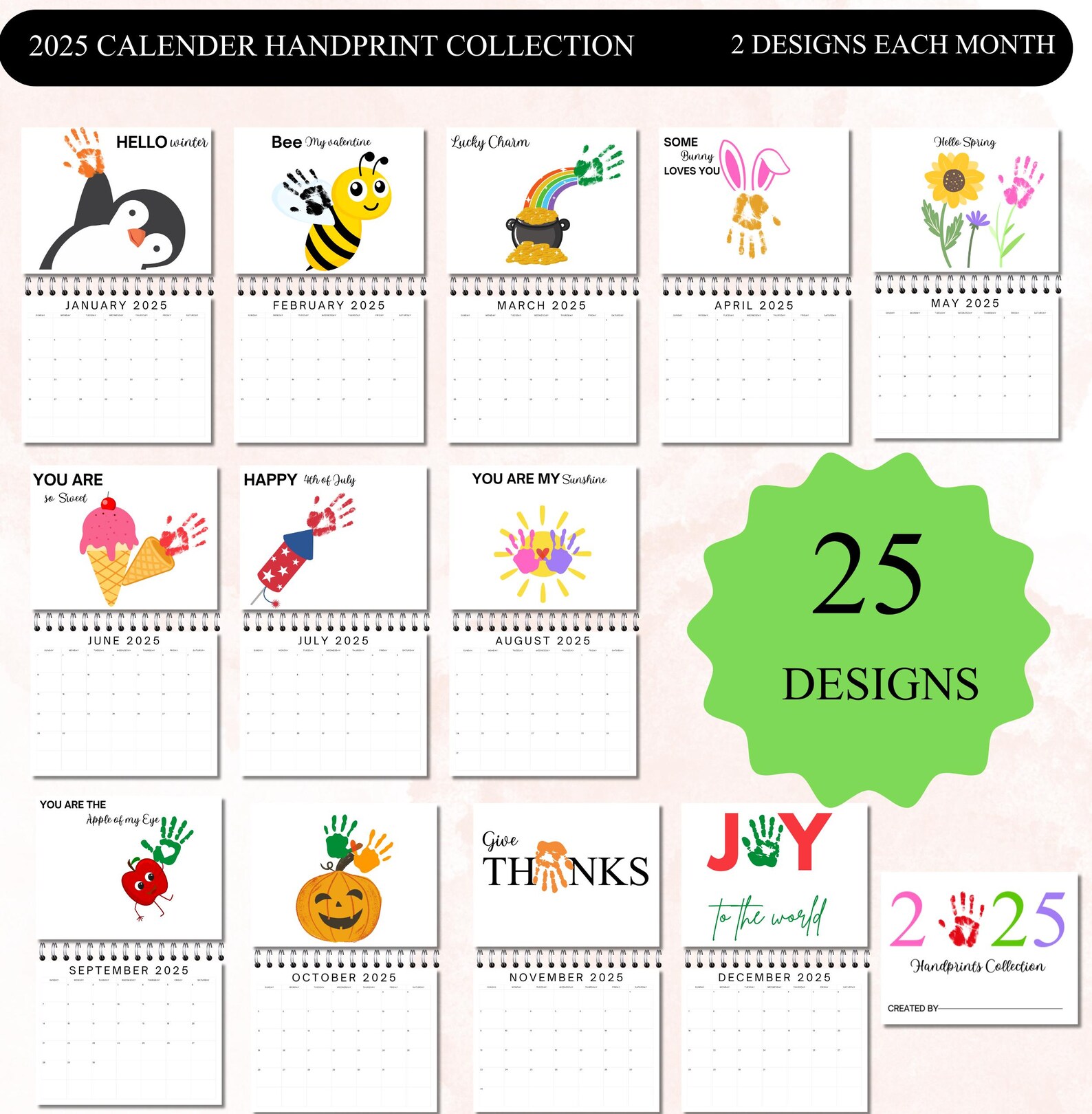 2025 Handprint Calendar - Printable Handprint Craft - Handprint ...