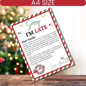 Editable Sorry I Am Late Elf Late Arrival Letter, Hello Note From Elf ...