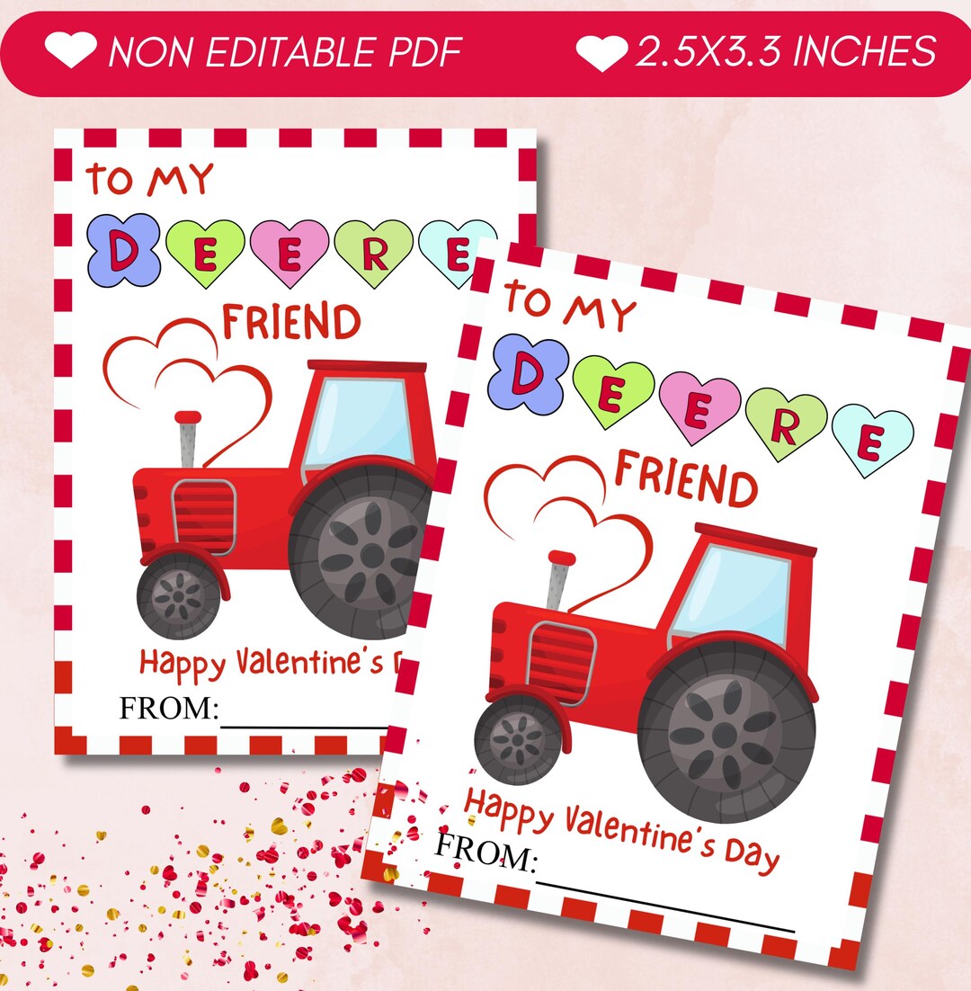 Printable Tractor Valentine's Day Cards, Deere Friend Valentine's Day ...