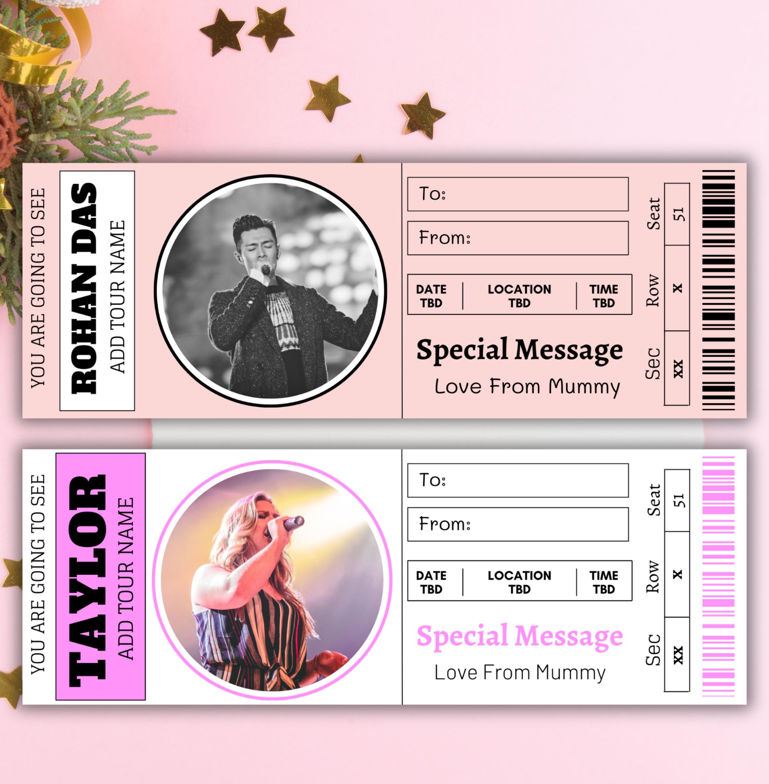 Editable Concert Ticket Template, DIY Event Ticket, Surprise Gift ...
