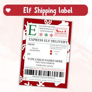 Trendy Custom Elf Shipping Label | Printable Christmas Elf Label ...