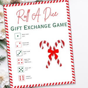 Christmas Roll the Dice Game Printable Christmas Gift Exchange Game ...