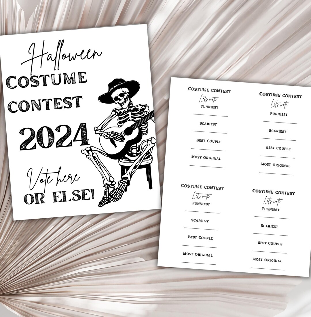 Halloween Costume Contest Sign, Printable Voting Ballot Cards, Dancing ...