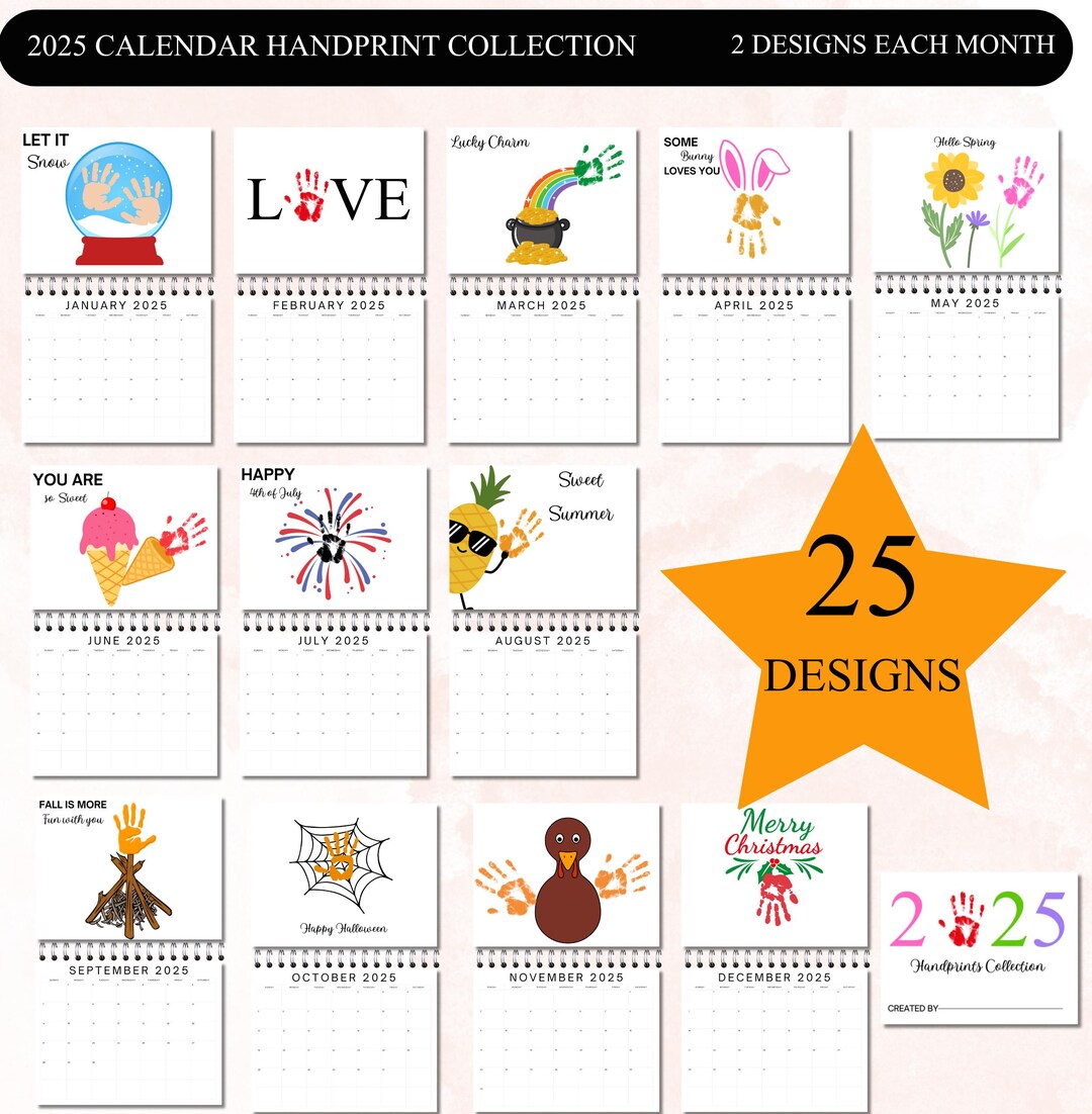 2025 Handprint Calendar - Printable Handprint Craft - Handprint ...