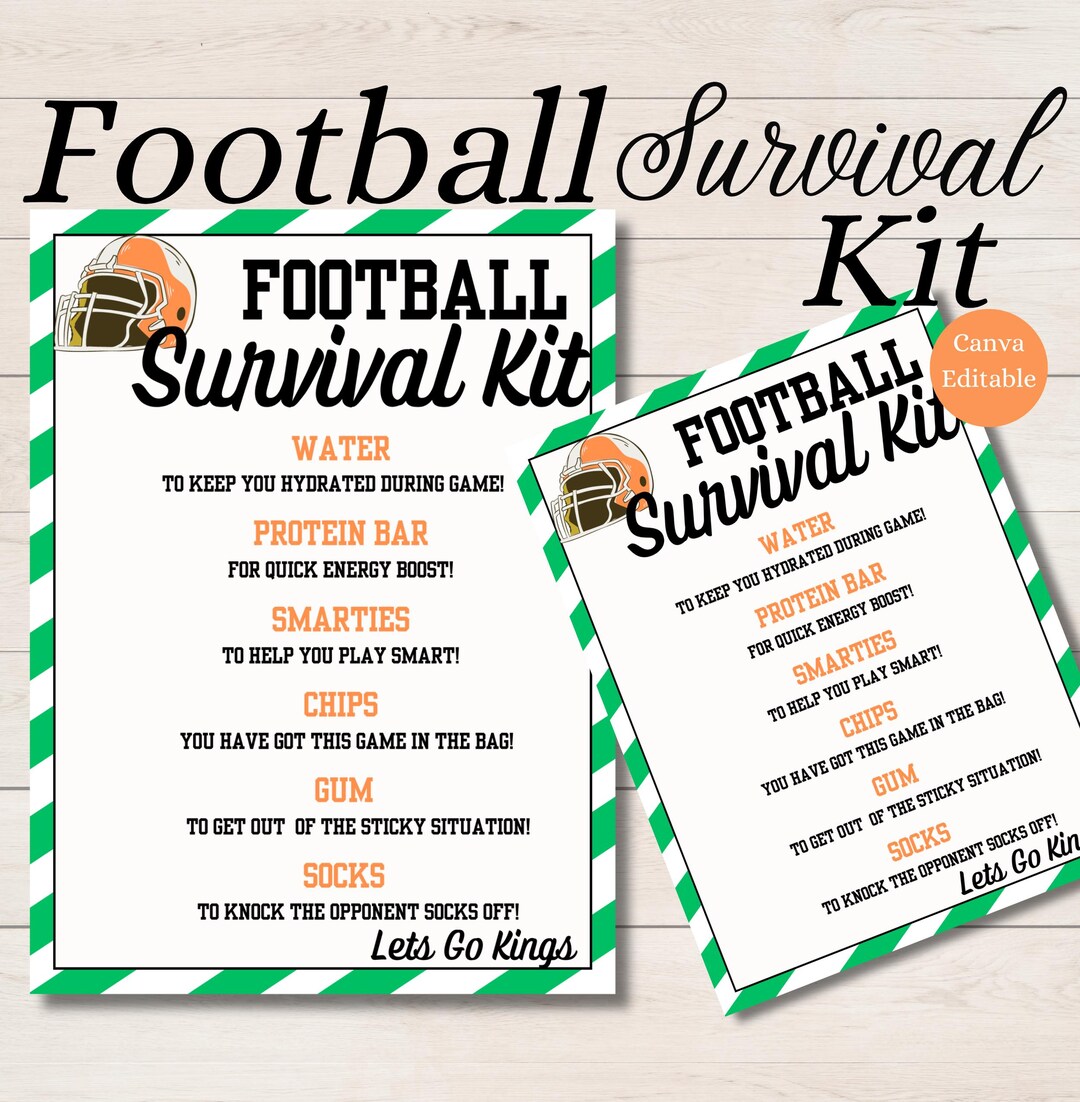 Editable Game Day Football Survival Kit Printable for Gifts, Footballer ...