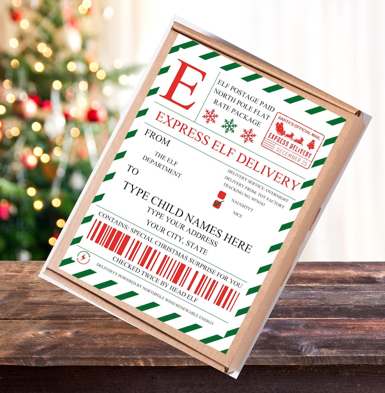Trendy Custom Elf Shipping Label | Printable Christmas Elf Label ...
