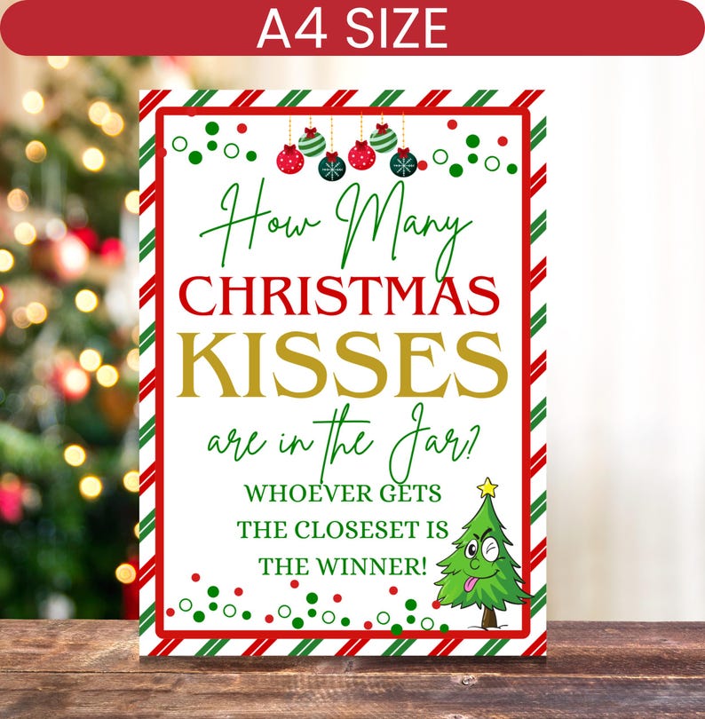 PRINTABLE Christmas Kisses Guessing Game, Holiday Birthday Party Game ...