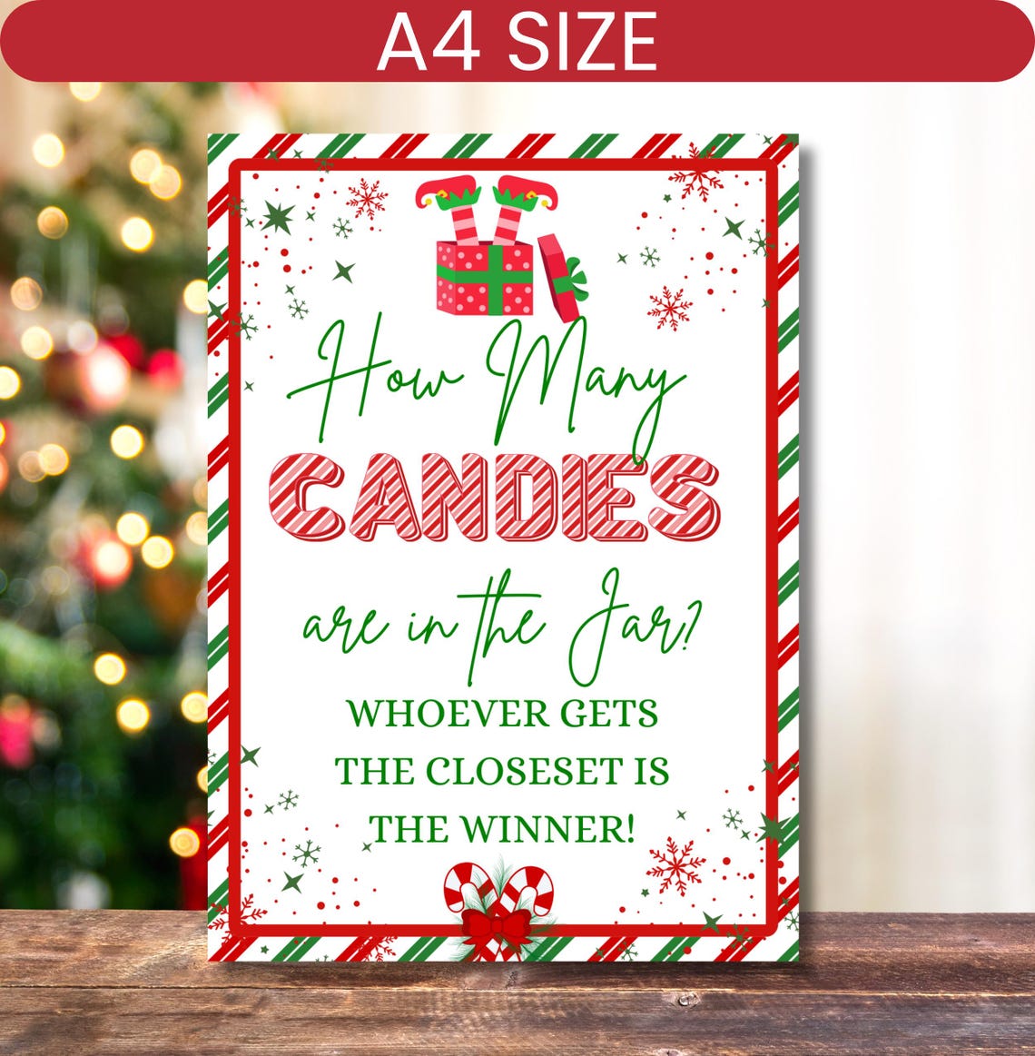 PRINTABLE Christmas Candy Cane Guessing Game, Holiday Birthday Party ...