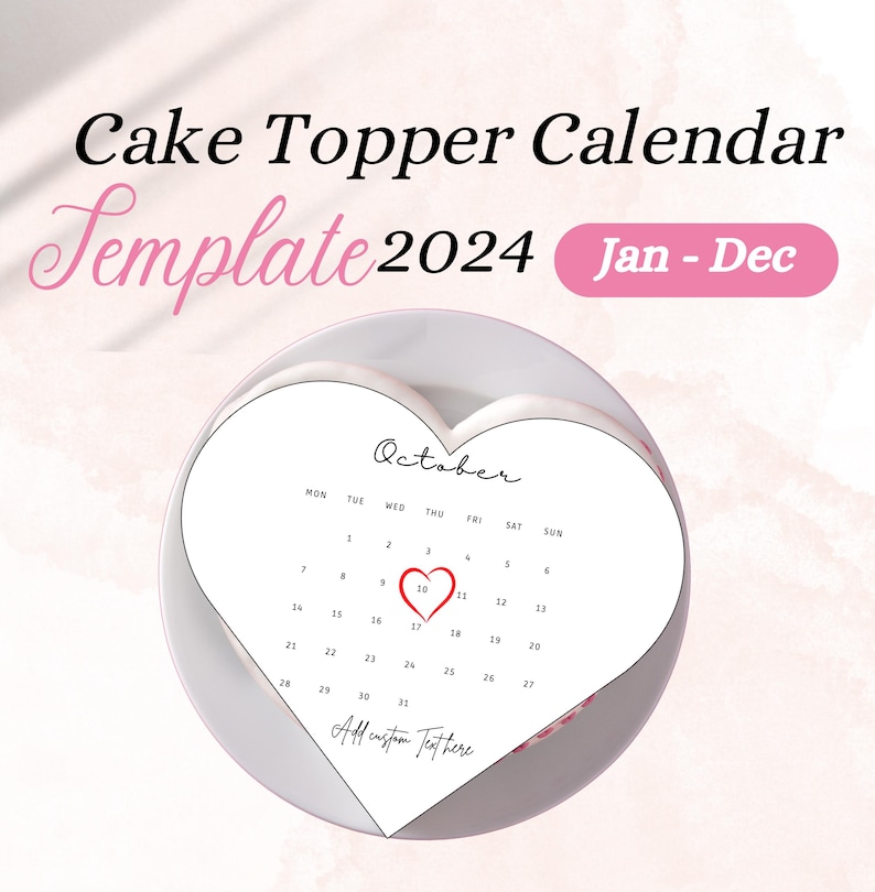 White Heart Cake Toppers 2024 Calendar , Burn Away Cake Topper Calendar ...