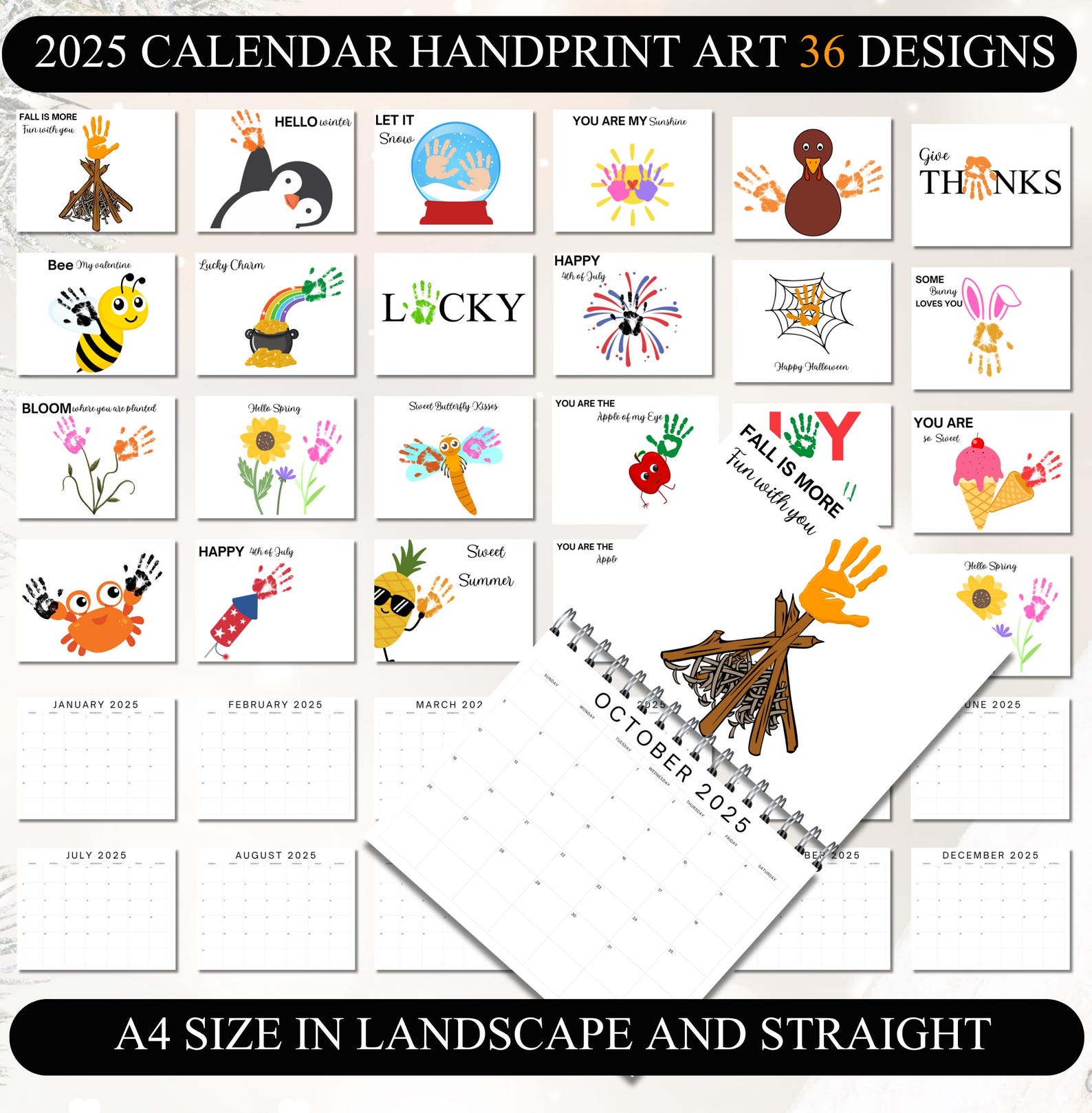 2025 Handprint Calendar Printable Handprint Craft Handprint Keepsake ...