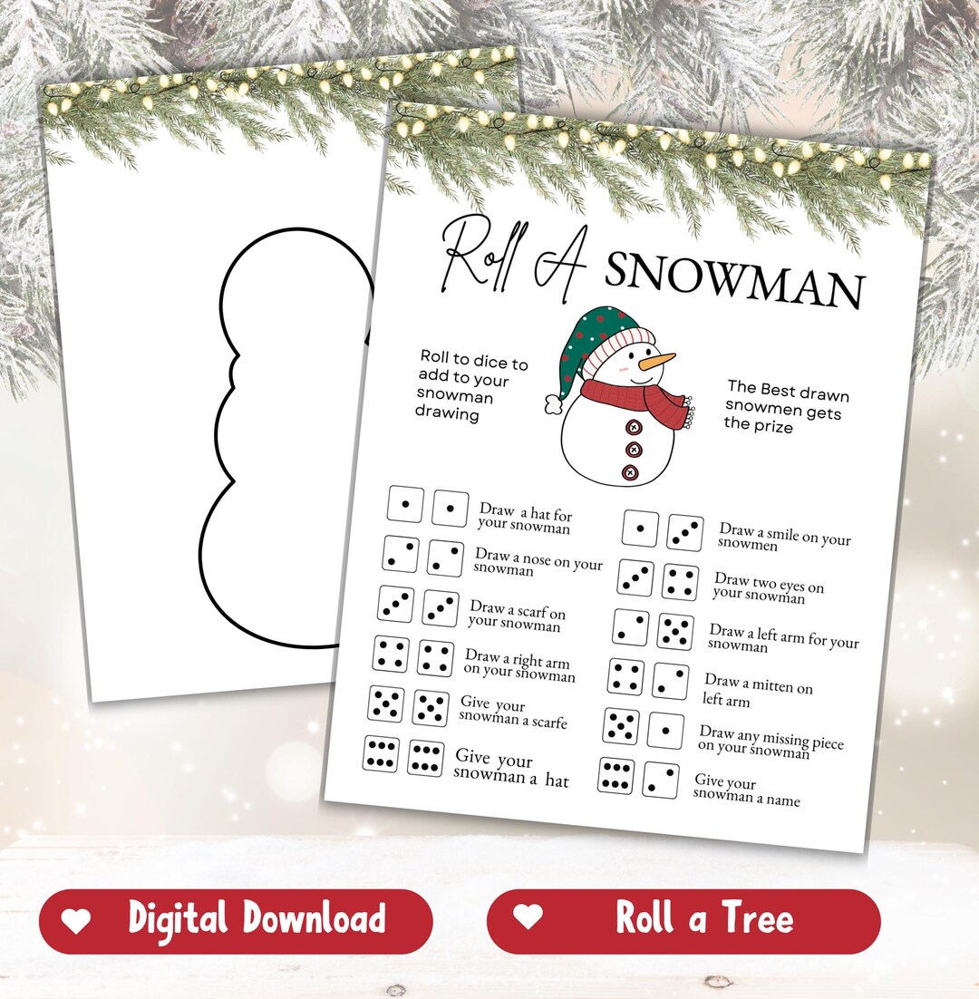 Trendy Roll A Snowman Game | Printable Christmas Game | Winter Activity ...