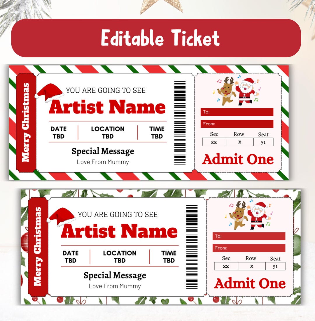 Christmas Concert Fake Ticket, Surprise Gift Voucher, Surprise Concert ...