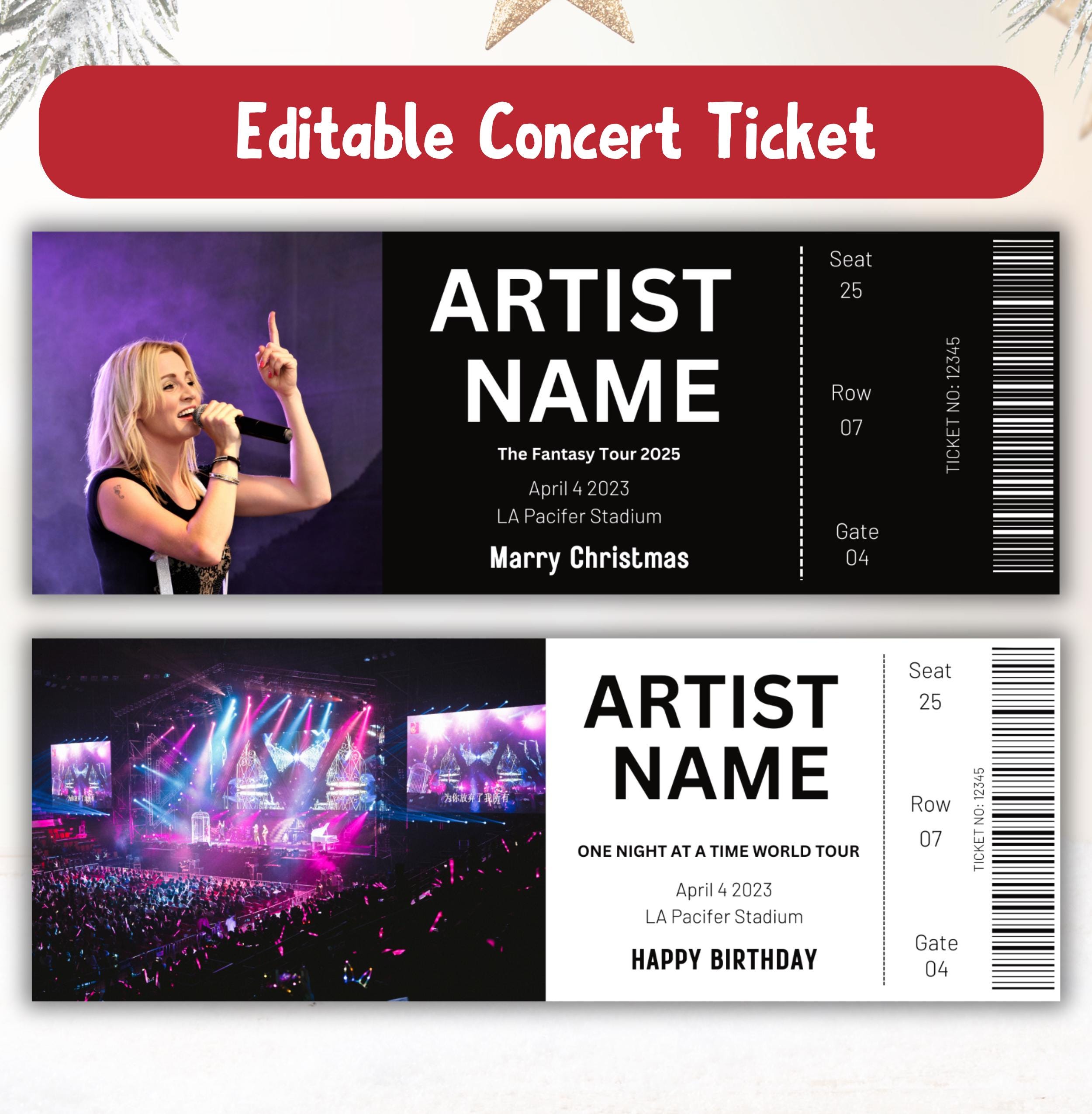 Editable Concert Ticket Template, DIY Event Ticket, Surprise Gift ...