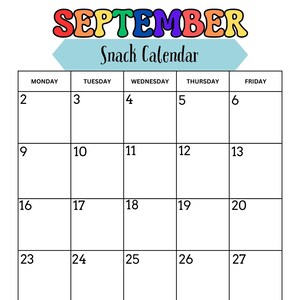 Preschool Snack Calendar 2024 - Etsy