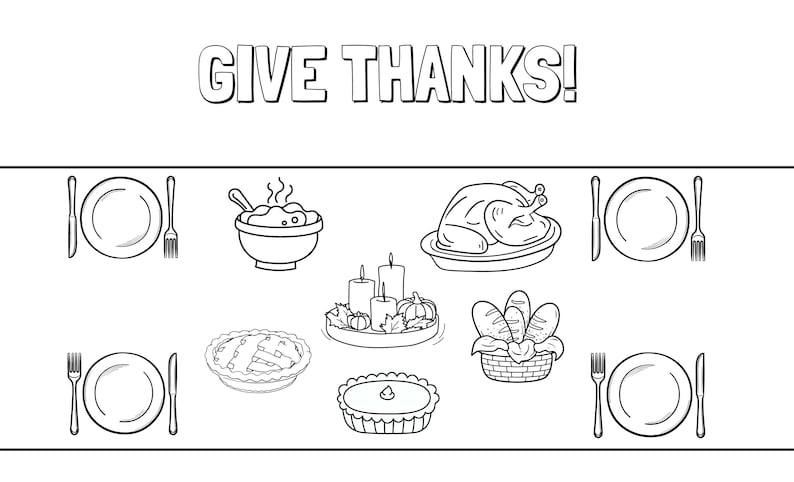 Thanksgiving Coloring Pages/placemats - Etsy