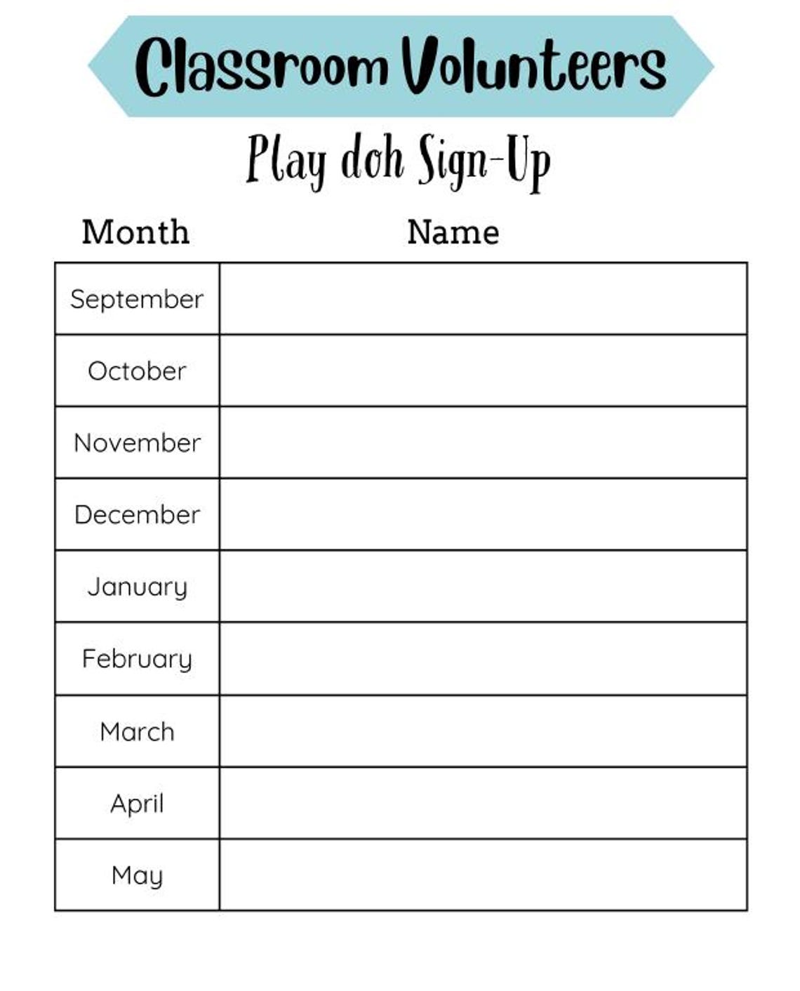 Parent Volunteer Sign up Sheets - Etsy