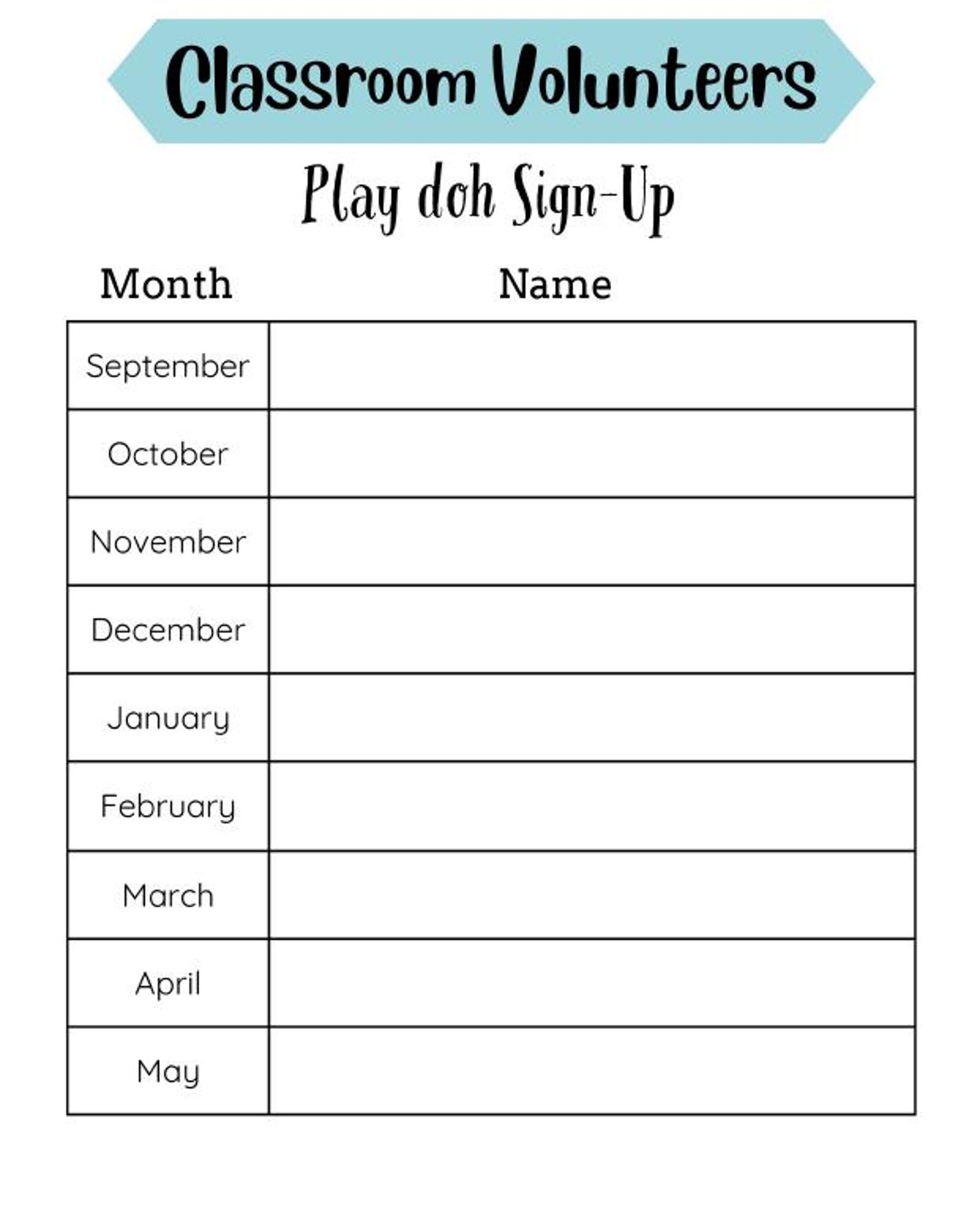 Parent Volunteer Sign up Sheets - Etsy