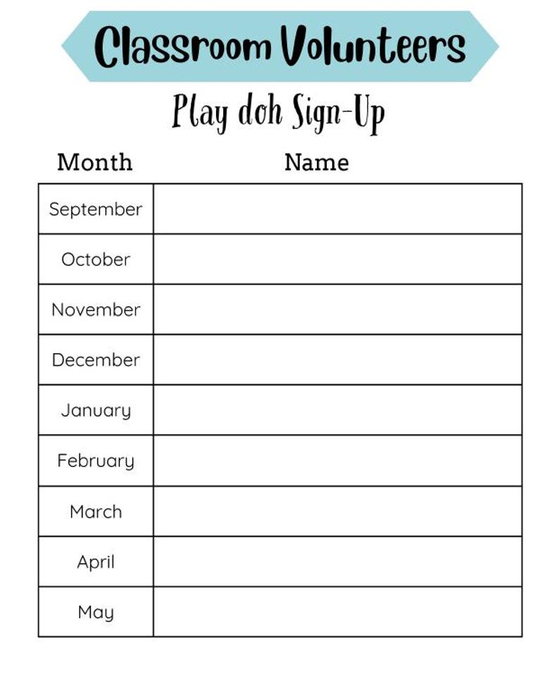 Parent Volunteer Sign up Sheets - Etsy