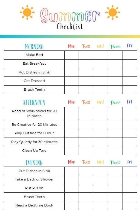 Kids Summer Checklist - Etsy