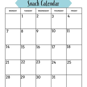 Preschool Snack Calendar 2024 - Etsy