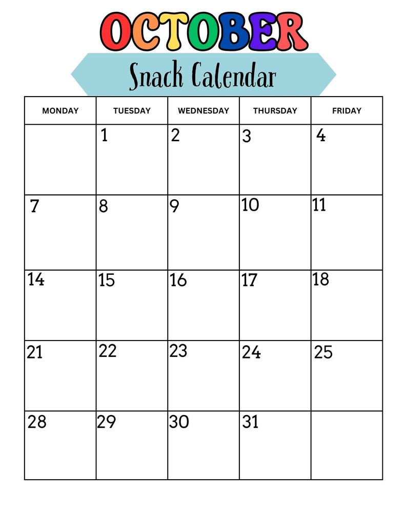 Preschool Snack Calendar 2024 - Etsy