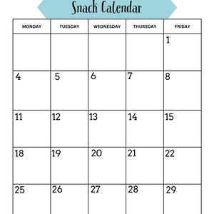 Preschool Snack Calendar 2024 - Etsy