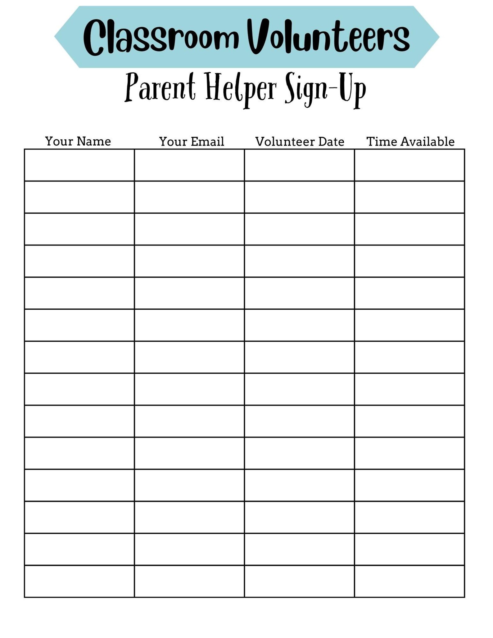Parent Volunteer Sign up Sheets - Etsy