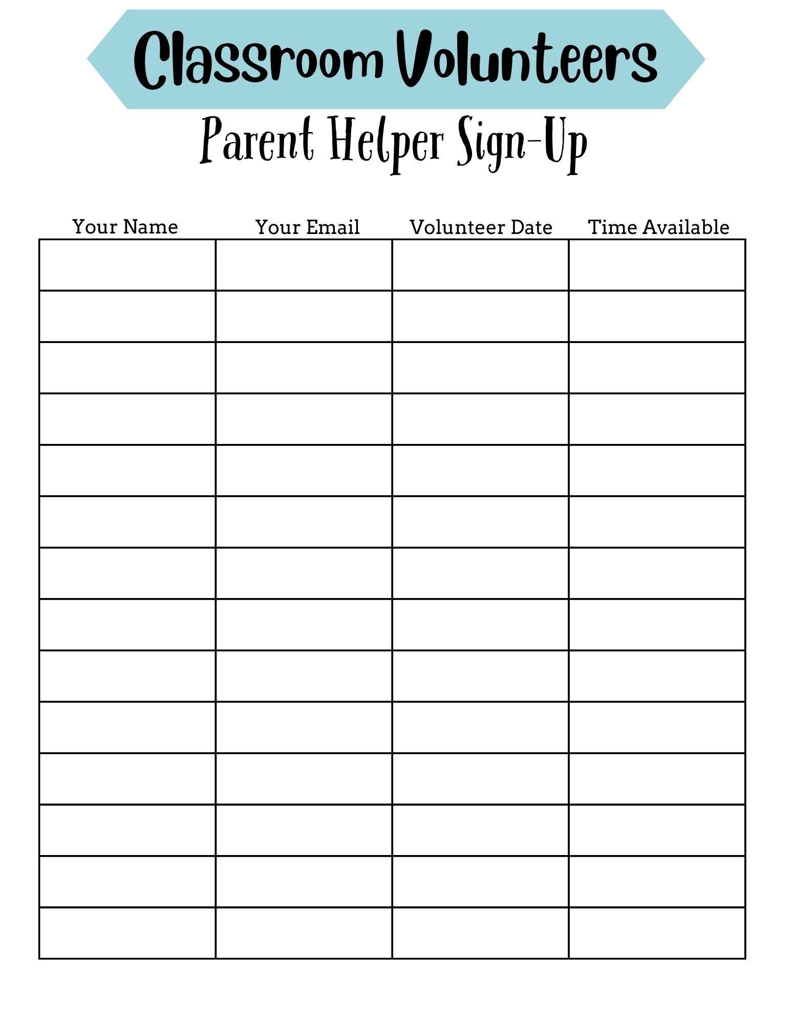Parent Volunteer Sign up Sheets - Etsy