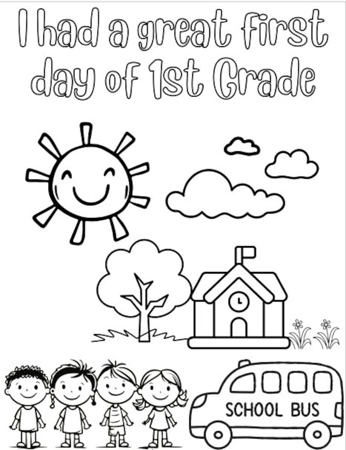 1st Day of School Coloring Page - Etsy
