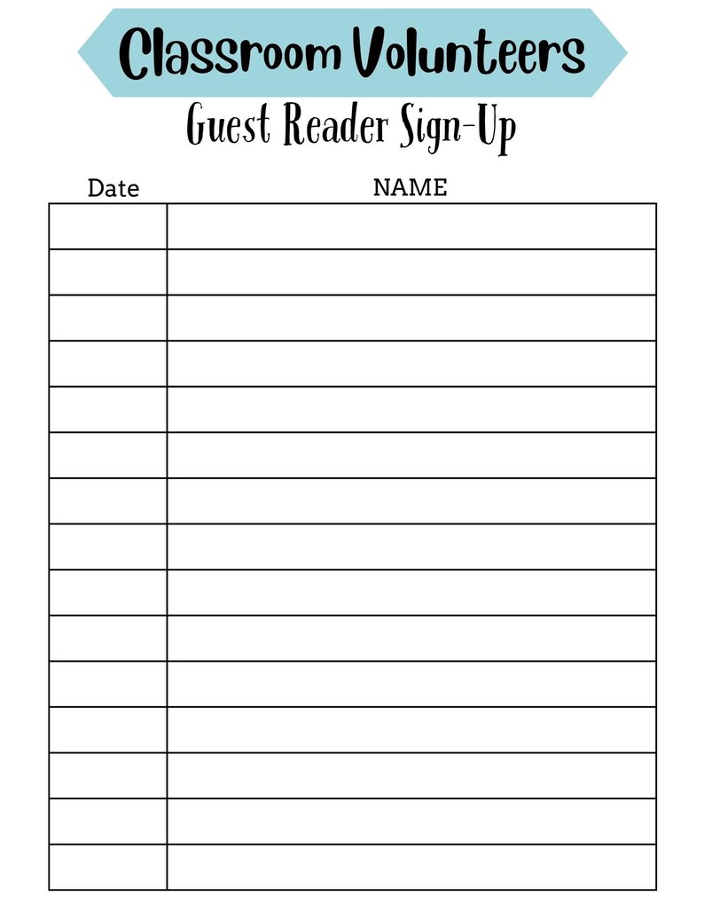 Parent Volunteer Sign up Sheets - Etsy