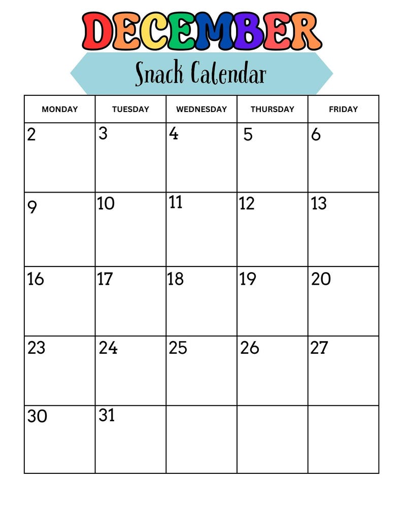 Preschool Snack Calendar 2024 - Etsy