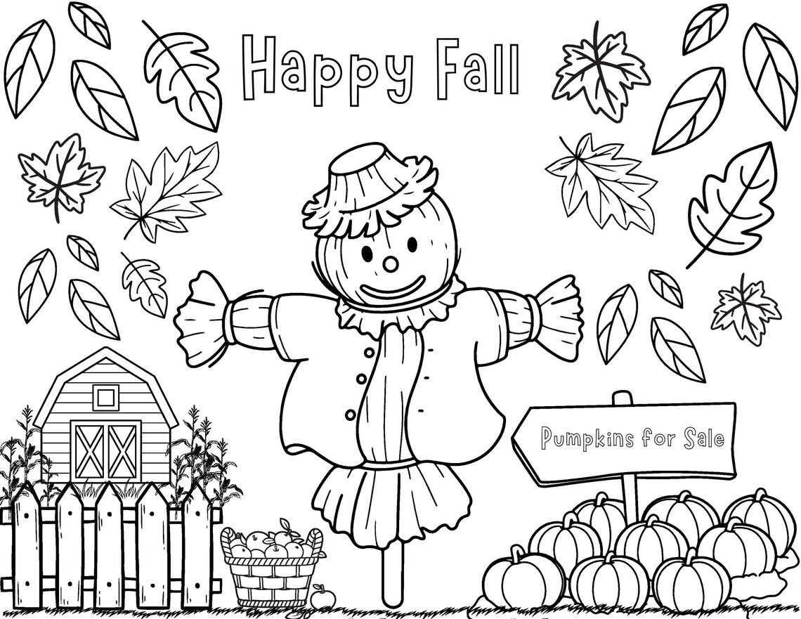 Fall Coloring Page - Etsy