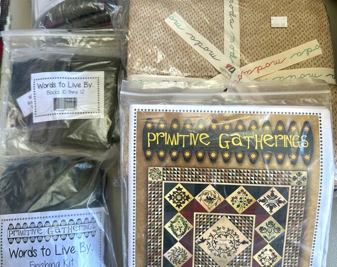 Words to Live by Complete Fabric Pattern and Wool Kit by Primitive ...