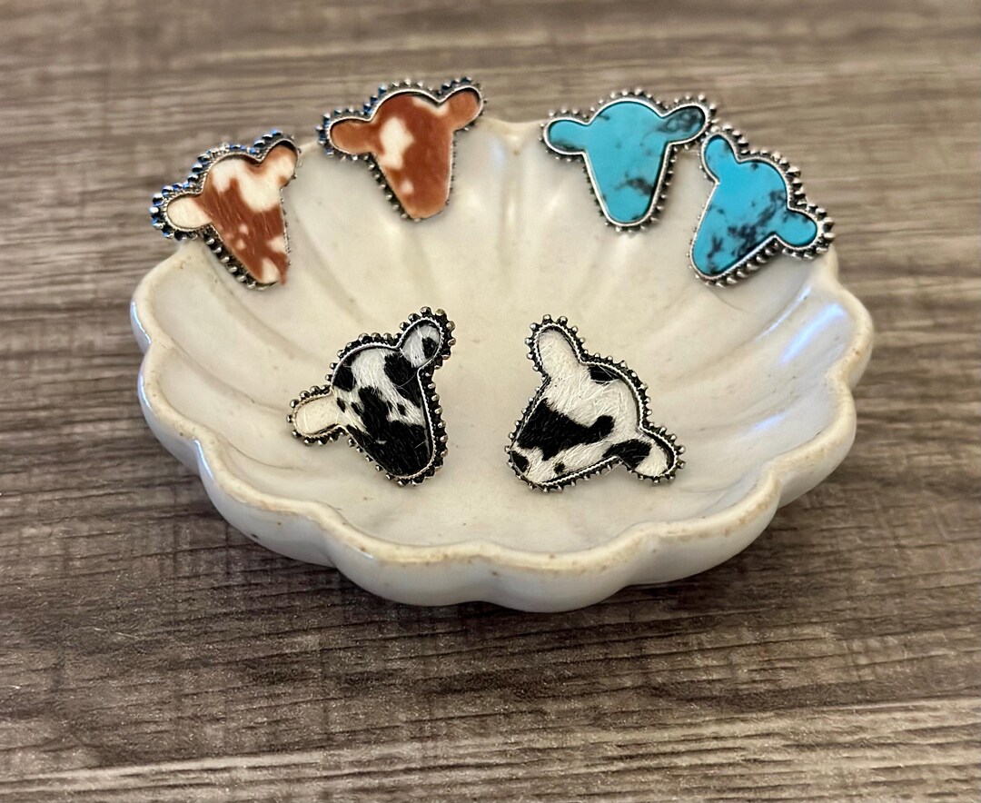 Cow Stud Earrings, Western Earrings, Country Earrings, Rodeo Earrings ...