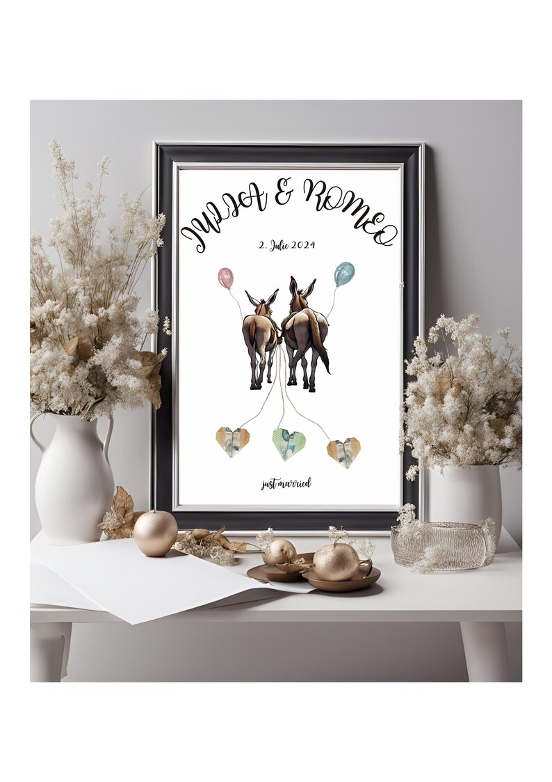 Personalized Wedding Gift Wedding Gift Donkey Wedding Motif Digital PDF ...