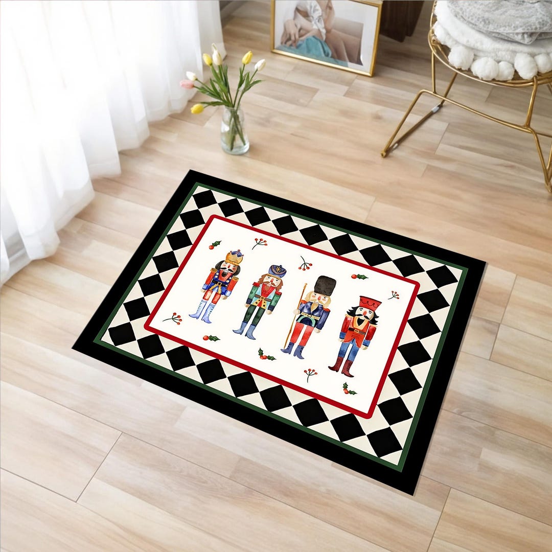 Nutcracker Rug: Christmas Tin Soldier Area Rug, Machine Washable - Etsy