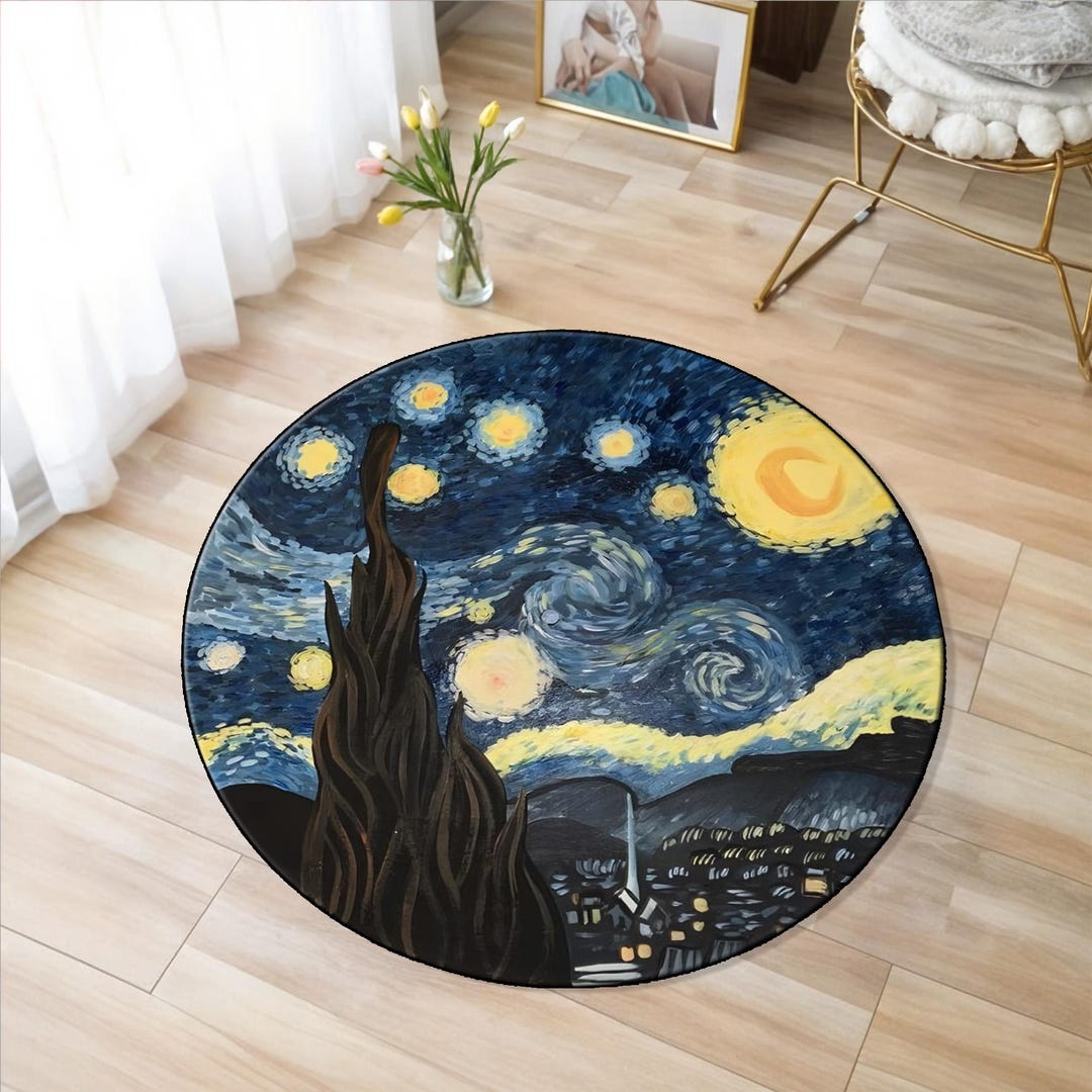 Van Gogh Starry Night Rug: Art Print Carpet, Non-slip Boho Decor ...