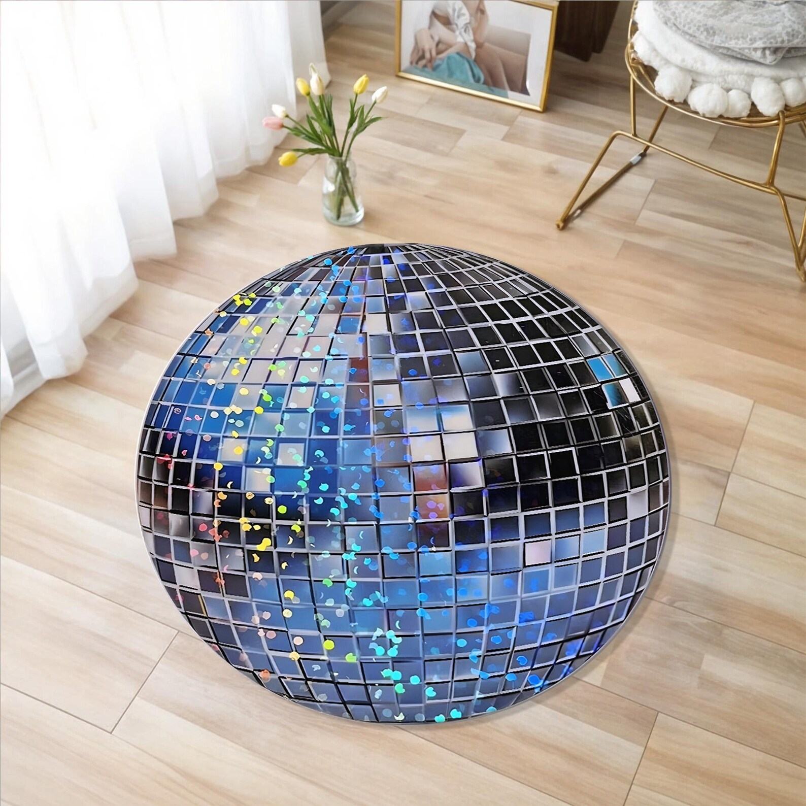 Shiny Disco Ball Rug, Disco Ball Rug, Dance Lovers Rug, Disco Rug ...