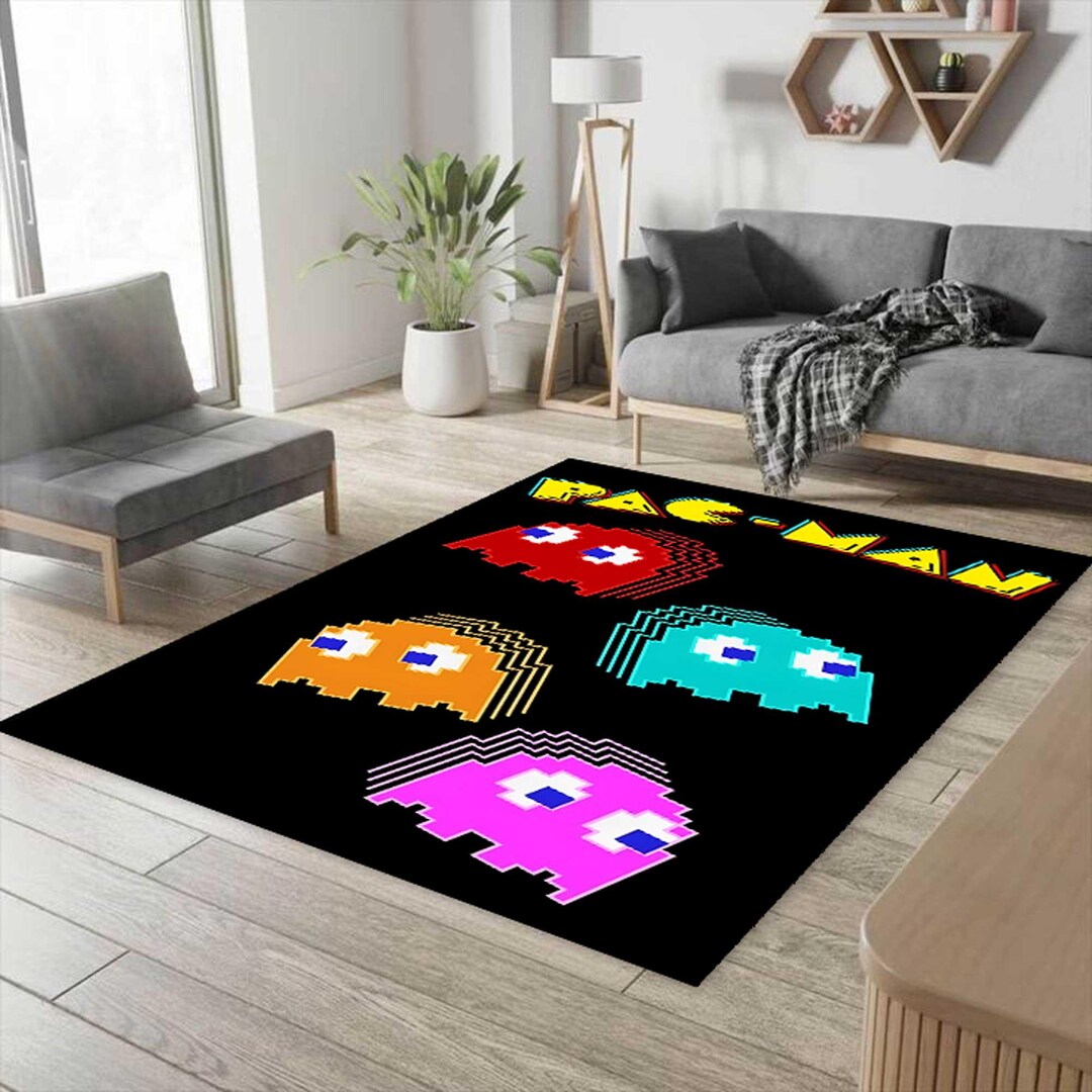 Pac Man Game Rug, Play Room Rug, Indoor Rug, Kids Gift Rug, Area Rug ...