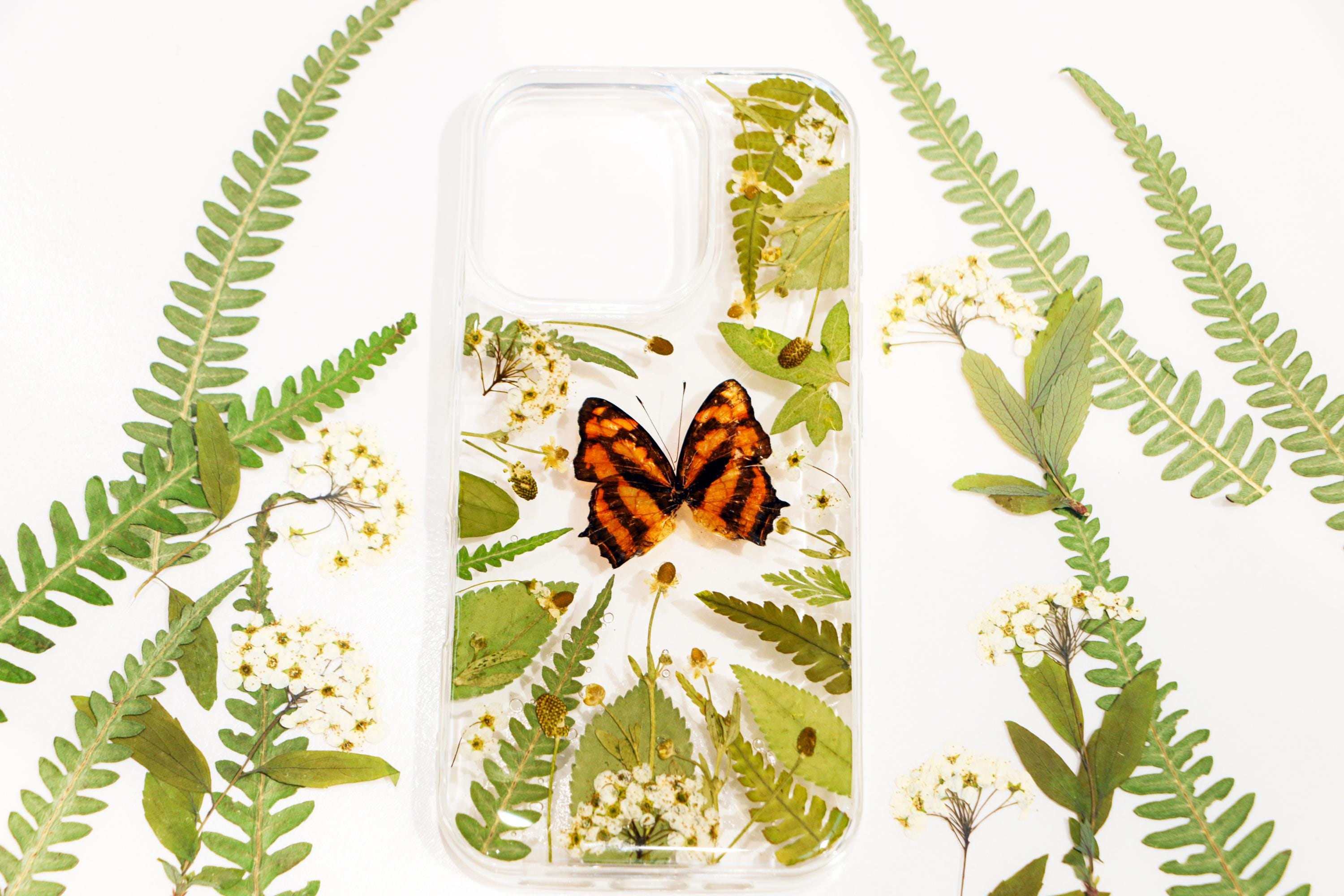 Real Butterfly Couple Matching Phone Case Pressed Flower for iPhone ...