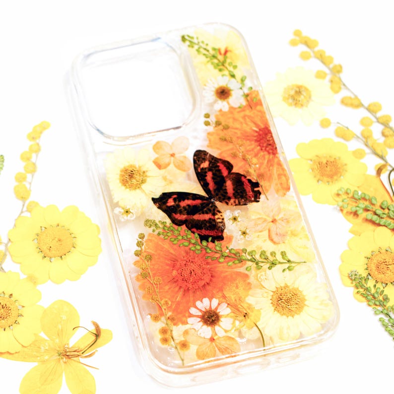 Real Butterfly Couple Matching Phone Case Pressed Flower for iPhone ...